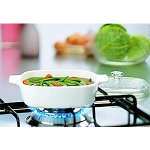 CorningWare Pyroceram Classic Casserole Dish with Glass Cover, White, Square, 2 Quart, 2 Liter (Medium)