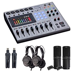 Zoom PodTrak P8 Portable Multitrack Podcast Recorder Bundle with 2X Zoom ZDM-1 Podcast Mic Pack