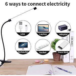 MINEGROW Book Light for Reading in Bed,Desk Light,Eye-Friendly and 3 Colors Desk Lamp with Clamp,Adjustable Goose Neck&Brightness,Desk Lamps for Home Office