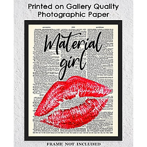 Positive Affirmations Wall Decor for Kids: "Material Girl" Madonna Dictionary Wall Art Print 8x10 Inspirational, Motivational Poster & Motivational Wall Art Office Decor for Men & Women