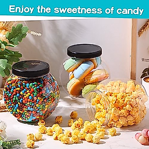 Tradder 8 Pcs Plastic Candy Jars with Lids 50 Oz Clear Cookie Jar Container Wide Mouth Storage Jars for Candy Buffet, Coffee Canister, Party Table, Laundry Detergent Holder