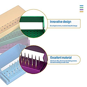 4 Pcs 30 Holes Dental Burs Holder Block Case Opening Box Dental Lab Aluminum Bur Case Organizer