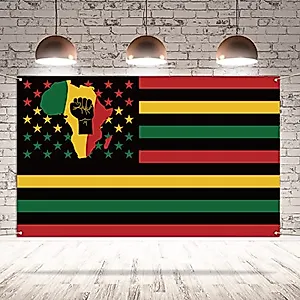 Black History Month Backdrop Banner Star and Stripes Juneteenth African American Holiday Photography Background Wall Decoration
