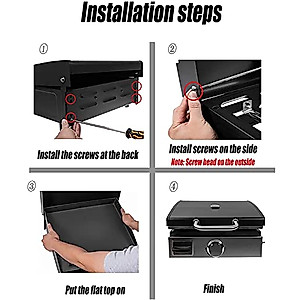 Hinged Griddle Hard Cover Hood with Thermometer for Blackstone 17" Table Top Griddle, 5010 Grill Lid for Blackstone Griddle Accessories 17 inch, Blackstone 17 inch Griddle Cover Hood, Heavy Duty,Black