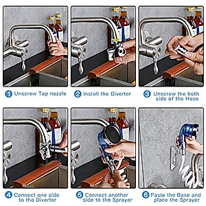 Supkiir Sink Faucet Sprayer Attachment, Bathroom Faucet Rinser Set with Recoil Hose for Hair Hand Washing Shower, Bathtub Utility Room, Laundry Tub