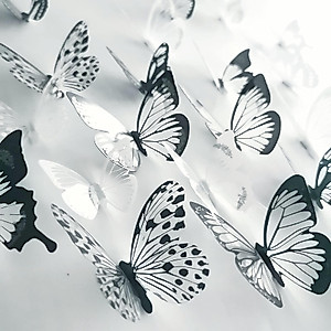 90PCS, 3D Butterfly Wall Decor,Decorative Butterflies for Decals,Black Decor Party Birthday Wedding Decoration Stickers for DIY Bedroom Living Room