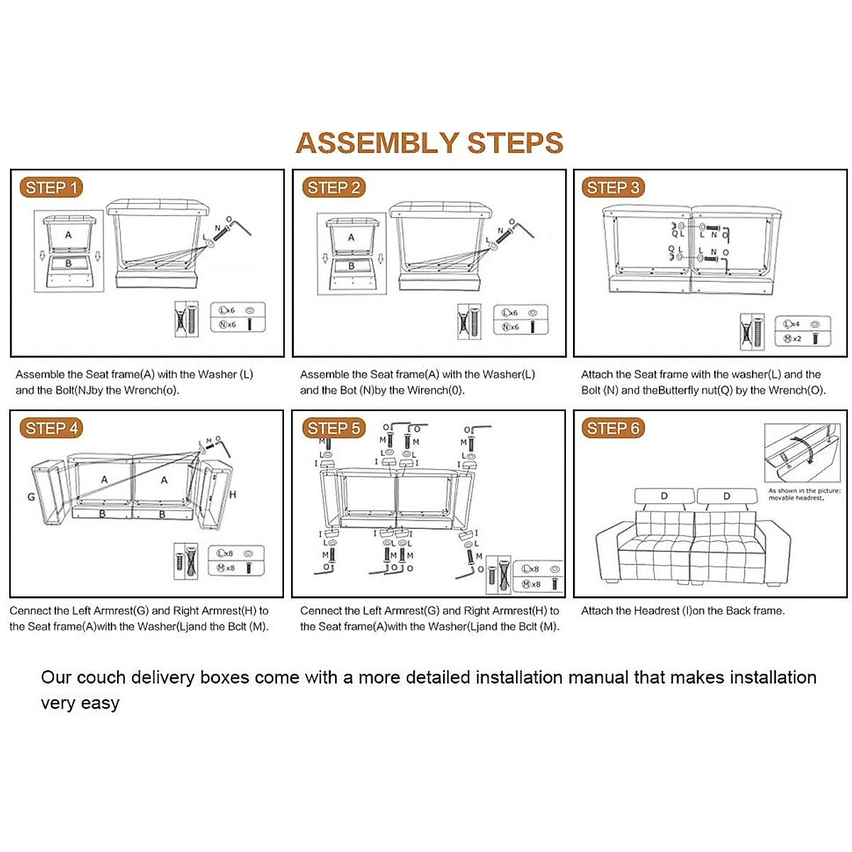 BEDHOURS 83" Sofa Couch, Handcrafted Faux Leather 3-Seat Sofa, Mid Century Modern Couch, Comfort Deep Seat Sofa with Side Pocket & Adjustable Headrest for Living Room Apartment Office, Beige