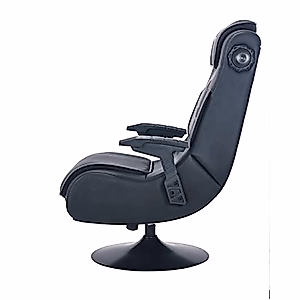 X Rocker Pro Leather Lounging Video Gaming Pedestal Chair with Vibration - Wireless Audio Force Modulation Technology - 2 Speakers & Subwoofer - Armrest - Black