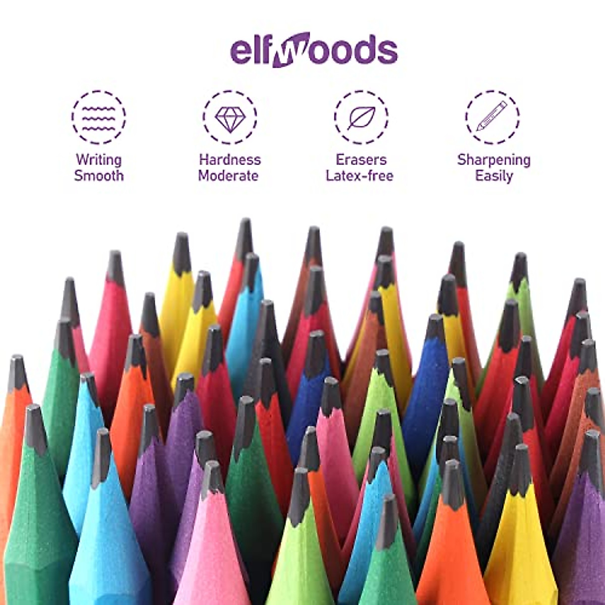 elfwoods 72 Pcs Pencils, 2 HB Biofibre Eco Friendly Pre-shrpened Pencils with Erasers, Pencils Bulk for School and Office, Smooth Writing and Break Resistant