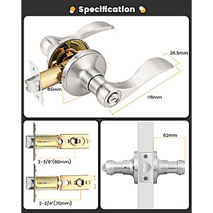 Gobrico 10 Pack Privacy Keyless Door Handles in Satin Nickel, Interior Bath and Bed Door Lever, Drop Style Heavy Duty Brushed Nickel Door Knobs