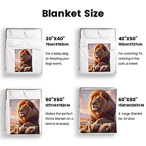 CUSPILO Personalized Lion Blankets and Throws, Customizable Blanket with Name for Boys Girls, Soft and Comfortable, 50"" x 60""