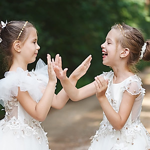 XunYee 5 Pieces Rhinestones Wedding Headbands Flower Leaves Crown Headband Wedding Hair Accessories for Brides Women Party(Gold)