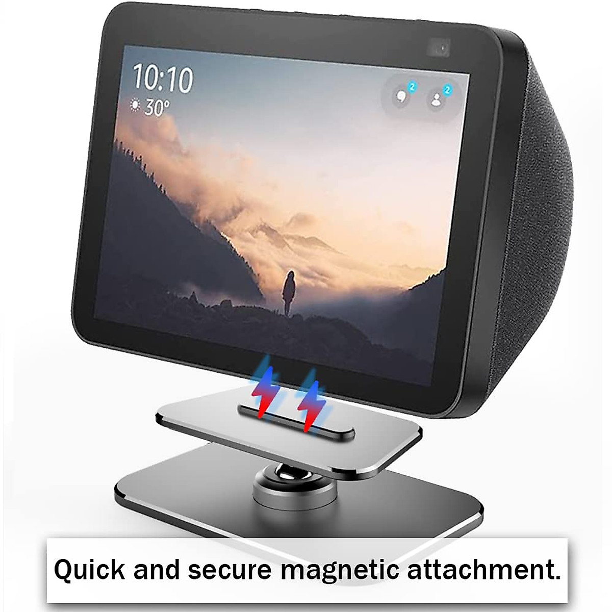 ezbnb Echo Show 8 Stand | Adjustable Aluminum Stand for Echo Show 8 Full Metal 360 Degree Swivel and up Down tilt Rotatable Holder with Strong Magnetic Attachment (Gray)