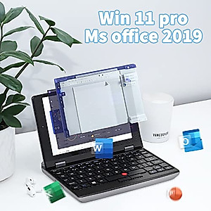 ZWYING 【Win 11/MS 2019office】 All Metal 7.0 inch Touch Screen Ultra-Light Mini Laptop High-Speed CPU J4105 12G RAM/512GB SSD High-Performance Notebook Computer (512GB SSD)