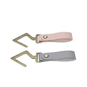 Faotup Multifunctional Leather Metal S-Shaped Hooks Coat Hooks Storage Hooks Grey and Pink(Pack of 4)