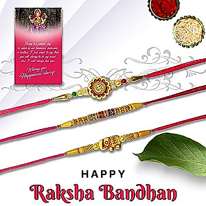 Sharvil Set 3 of Rakhi for Brother Bhaiya Bhabhi Raksha Bhandhan Rakhi Thread Bracelet Cotton Thread multi design