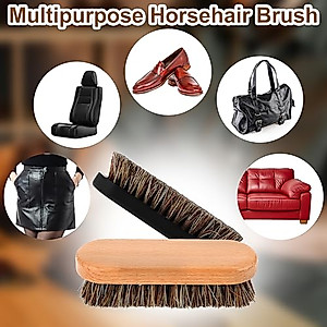 Amabro Shoes Cleaning Brushes, 2 PCS Leather Shoe Boot Brush Horse Hair Polish Brush Hair Leather Boot Care Kit for Leather Bags Leather Clothes Sofas Suede Sneakers Shoes