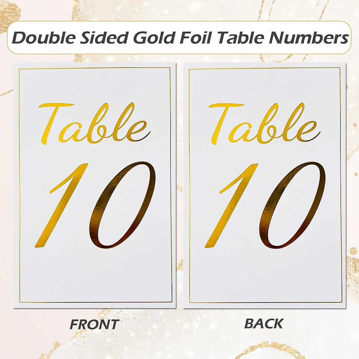 Gold Table Number Cards with Holders, 1-30 Gold Place Cards with Stands, 4x6" Double Sided Table Place Cards, Table Sign with Stands for Wedding Reception Event Party Restaurant Centerpieces Decor