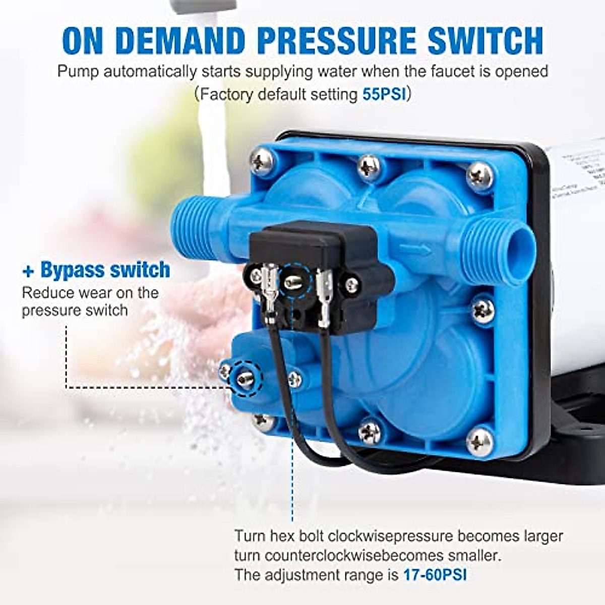 DC HOUSE 5.5GPM 55PSI High Pressure Water Pump 110V include 3/4" Garden Hose Adapters, Power Plug, Water Pressure Booster Pump for Home Irrigation Transfer Washdown