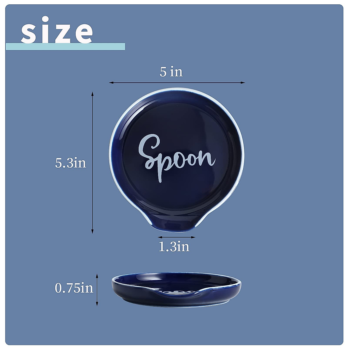 GDCZ Ceramic Spoon Rest for Stove Top 5 Inches Large Spoon Holder for kitchen Counter, Modern Spoon for Farmhouse, Cooking Utensil Rest, Kitchen Accessories, Dishwasher Safe (Navy, 1)