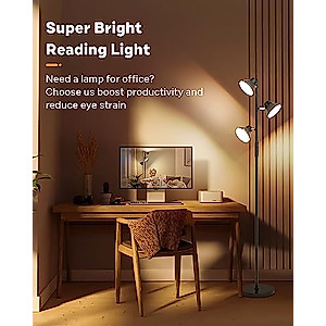 SIBRILLE [Upgraded] LED Floor Lamp, 36W Dimmable Standing Lamp with Remote & Touch Control, 2700K-6500K, Modern Tree Floor Lamp with 3 Rotatable Lights, Floor Lamps for Living Room, Bedroom, Office