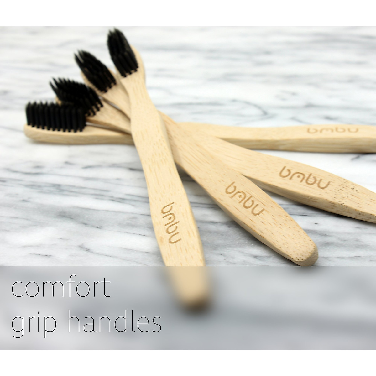 bmbu Bamboo Toothbrush 4 Pack - Medium/Soft Charcoal Bristles Tooth Brushes Wooden Handle - BPA Free, Eco Friendly, Vegan Product Gift Idea, Sustainably Grown in Recycled Biodegradable Packaging