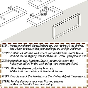 Floating Shelves for Wall Solid Wood Shelves Set of 3, Rustic Wooden Wall Shelf Durable Natural Floating Shelves Bracket Wall Shelves Decoration for Kitchen Bedroom Living Bathroom Study Room Brown