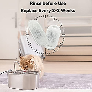 SOOFPET Cat Water Fountain Filter, 24 Pieces (Carbon Filters + Foam Filters), Replacement Filters for 108oz/3.2L Stainless Steel Cat Water Fountain