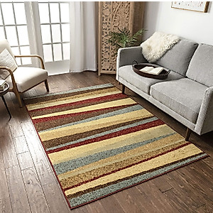Well Woven Stripes Blue Red 3'3" x 5' Area Rug Carpet