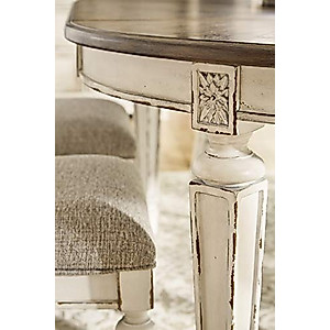 Signature Design by Ashley Realyn French Country Oval Dining Room Extension Table, Chipped White