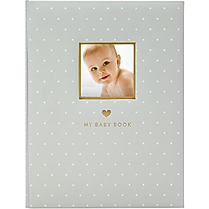 Little Blossoms Baby Keepsake Book, Baby Photo Album, Baby Memory Book, Gender-Neutral Gray Polka Dot