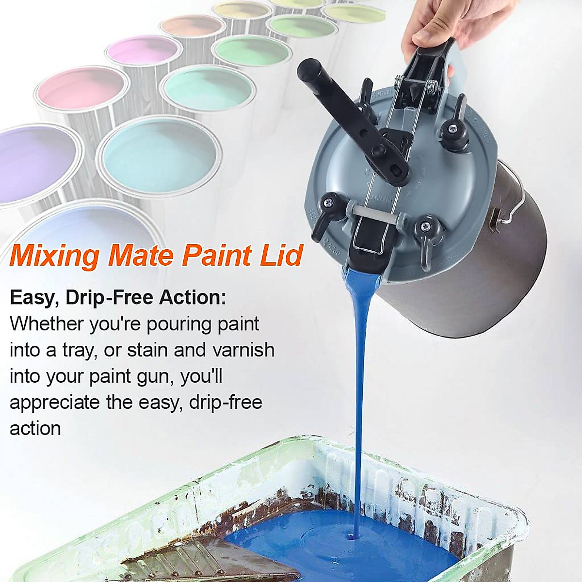 XINHNMUU 2 PCS 4L Mixing Mate Paint Lid Kit, Paint Can Pouring Spout with Better Sealing Effect, Universal Paint Shaker, for Stirring, Storing and Pouring