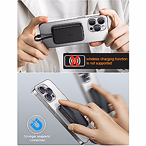 EMNT Small Magnetic Portable Charger for iPhone,5200mAh Mini Power Bank with Built-in Cable/Metal Stand, Battery Pack Compatible with iPhone 14/14 Plus/Pro Max/13/12/11/XS/XR/X/8/7/6/6s/Airpods More 5