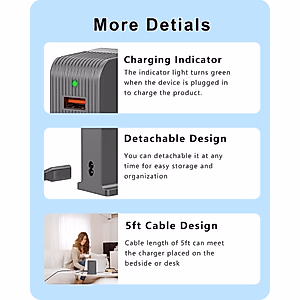 VPSUN USB Charger 6 Port 50W Multi USB Tower Charging Station for Multiple Devices iPhone 15/14/14 Pro/14 Pro Max/13 Pro/13 Pro Max/Android/Samsung/Tablet,etc (Gray, 50W)