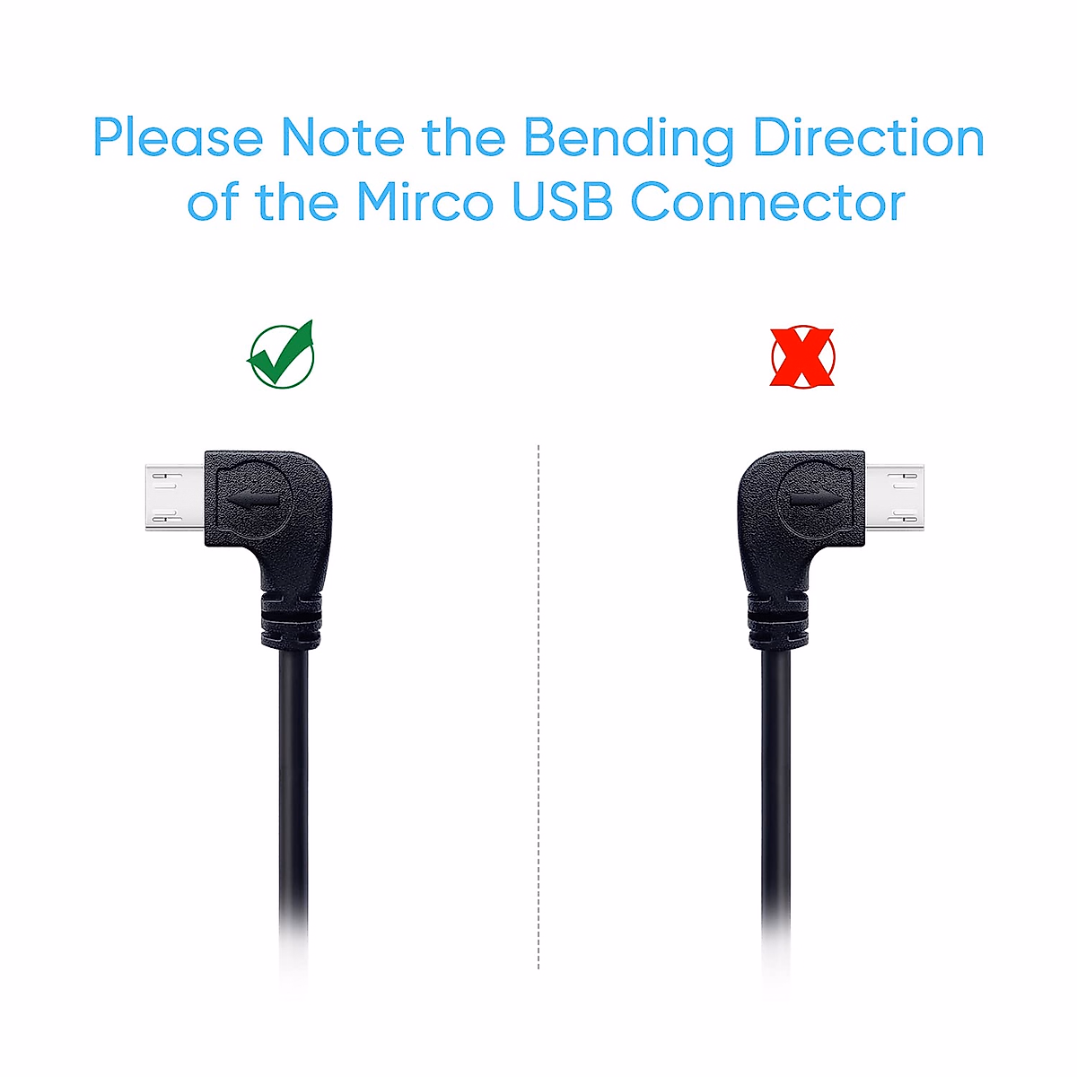 YQMAJIM Dash Cam Power Cord, 11 Ft Micro USB Charging Power Cable for Car Dash Camera Mirror Camera 90 Degree Angle Micro USB Cable