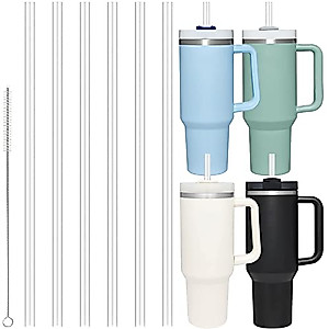 Replacement Straws for Stanley Tumbler Cups 20-40 oz, 6-Pack Reusable Thickened Plastic Clear Straws with Brush,Fit for Most Tumblers (12.1"(40oz and above))