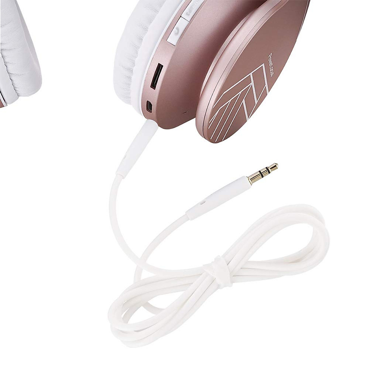 PowerLocus Bluetooth Headphones Over Ear, Bluetooth Headphone Rose Gold, Wireless Headphones Foldable, Hi-Fi Stereo, Soft Memory Foam Earmuffs, Built-in Mic & Wired Mode for iPhone,Android,PC,Laptops