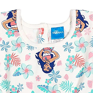 Disney Princess Moana Little Girls French Terry Sleeveless Romper White 6-6X