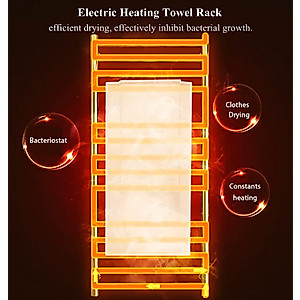 WTTTTW Towel Warmer, 14 Bars Towel Heater Rack, Wall Mounted Electric Heating Towel Rack, Stainless Steel Electric Towel Dryer for Family Hotel Kitchen Bathroom, Gold