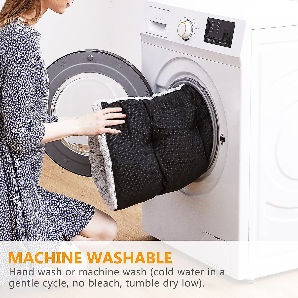 Dog Bed Kennel Pad Washable Anti-Slip Crate Mat for Small Dogs and Cats (24-inch)