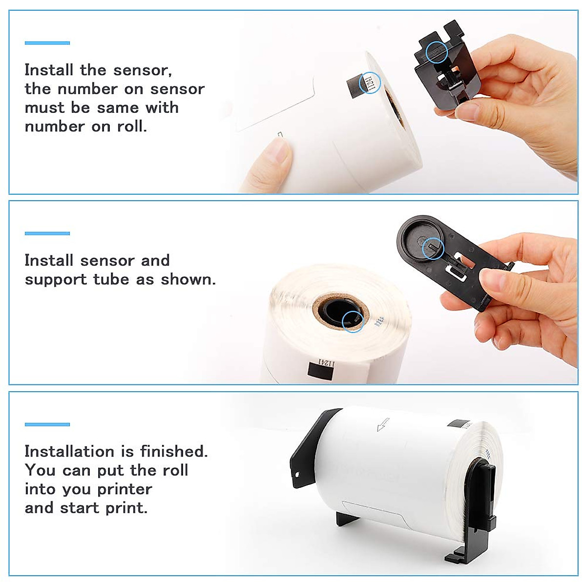 Label KINGDOM Replace for DK-1241 Die-Cut 4" x 6" Large Shipping Paper Label (102 mm x 151 mm) 200/ Roll DK Adress Labels for Brother QL-1100 (6 Roll + 1 Detachable Frame)