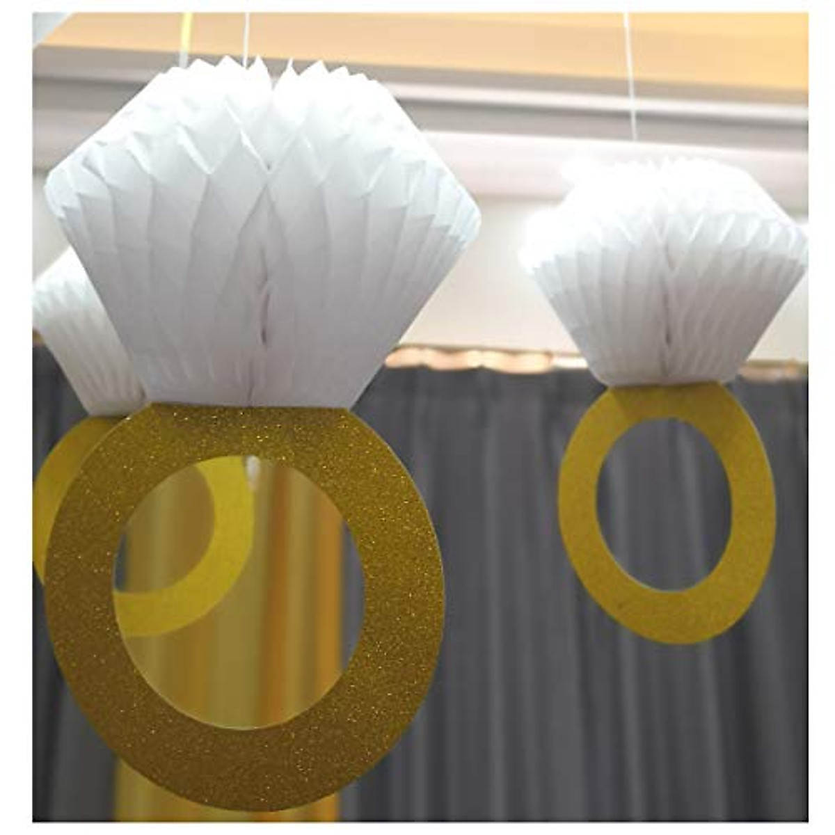 C L cooper life Bachelorette Party Decorations|Bridal Shower Supplies| Honeycomb Ring Hanging Decorations,Glitter Gold Diamond Ring,Perfect for Engagement Wedding Party and Bridal Shower