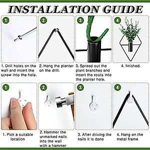 Jexine 2 Pcs Hanging Planters with Artificial Plants Metal Hanging Vase Indoor Plants Holder Modern Geometric Wall Decor for Living Room Home Office (Black, Eucalyptus)