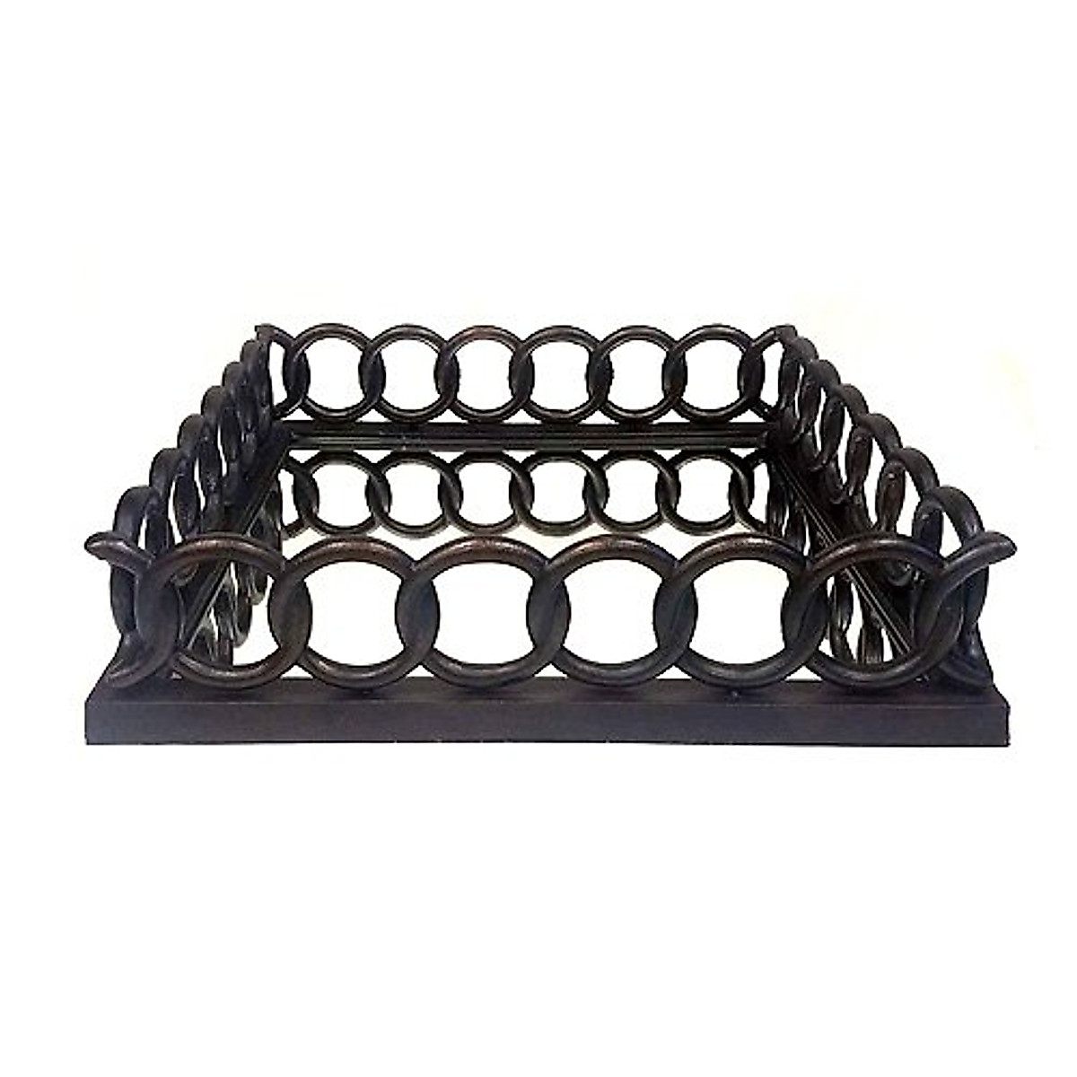 ZUCCOR TMML20 20"X20" French Square Ottoman Serving Tray with Mirror, Made with Cast Aluminum in Oil Rubbed Bronze Finish, 20 x 20 x 5