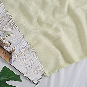 Panku Decorative Herringbone Faux Cashmere Blanket Throw with Fringe, Lightweight Soft Cashmere Like Chevron Throw Blanket with Tassels for Couch Sofa Chair, Farmhouse Boho Blanket 50x60 Sege Green
