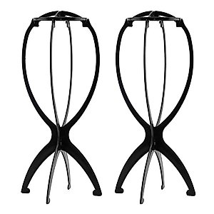 Ruiwen hair 2PCS Wig Stand, Wig Head Stand, Wig Head, Travel Wig Stand for Styling Collapsible Wig Stand Portable Wig Stand Wig Holder 13.8 Inch Wig Stands for Women Multiple Wigs