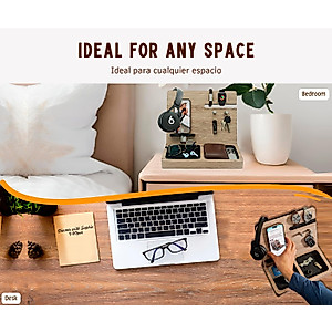 Namore | Gift for Men Husband, Anniversary, Birthday | Wood Phone Docking Station | Ideal as Office and Nightstand Organizer | Organize your Watch, Wallet, Cellphone, Keys, Airpods