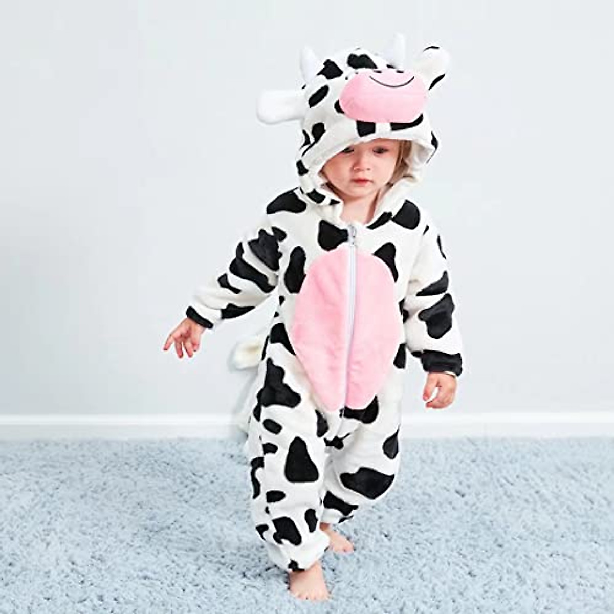 QIAONIUNIU Halloween Baby Cow Costumes Toddler Onesie Infants Cosplay Romper 30-36 Months