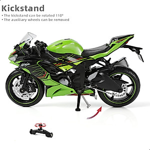 Risopen 1/12 Kawasak Ninja Motorcycle Model Toy Mini Alloy Metal Diecast Motorcycle Model Green Motorcycle Model Toy Sport Motorcycle Racing Model Collection Gift for Men Kid Boy (ZX-6R)