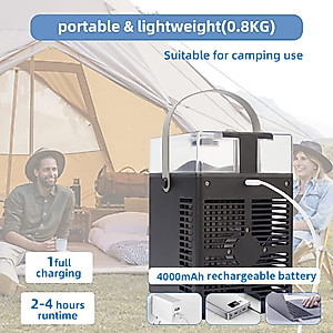 Portable Air Cooler Fan, Evaporative Air Cooler Rechargeable, Personal Air Conditioner with 6 Reusable Ice Boxes, Quiet Desk Fan with Air Humidifier and LED Night Light for Bedroom Camping Trip black-01